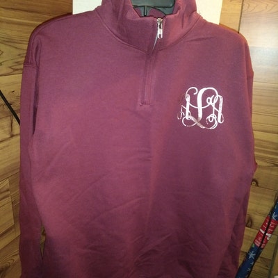 Monogram Quarter Zip Sweatshirt Monogrammed Pullover for Her Christmas ...