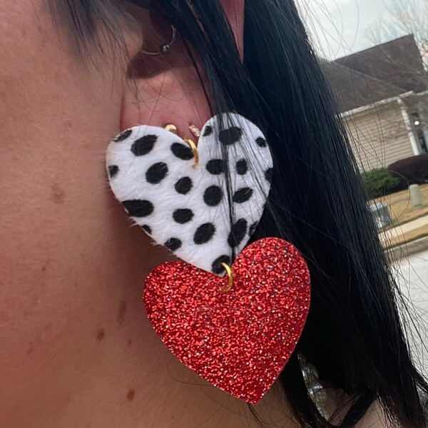 Cruella Deville Inspired Costume Earrings and Necklace Set Heart Shaped ...