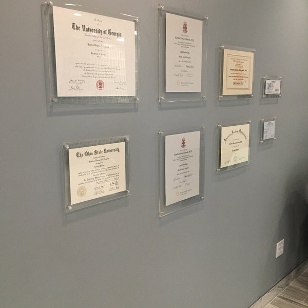 Acrylic Floating Frame: Diploma, Document, Photo - Custom Sizes - Etsy