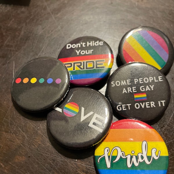 LGBTQ Gay Pride Buttons Pin Set Collection, Gay Flag, Rainbow Flag ...