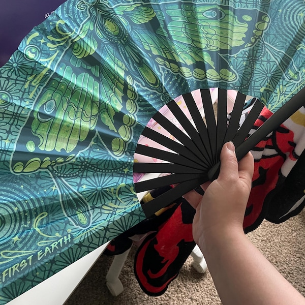 Luna Moth - UV Glow - Hand Fan - Etsy