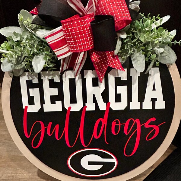 Georgia Door Wreath | Front Door Decor | UGA Door Hanger | Front Door ...