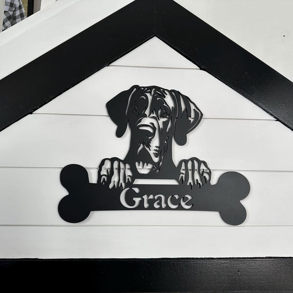 Great Dane Decor Wood Wall Art. Best Dog Dad Ever. Custom Pet Portrait ...