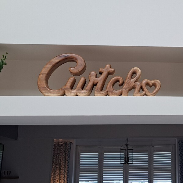 Carved Wooden Word Cwtch (with Heart) - Etsy UK