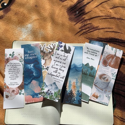 Set of Bookmarks, 9 Surprise Handmade Paper Bookmarks, Reader Gift ...