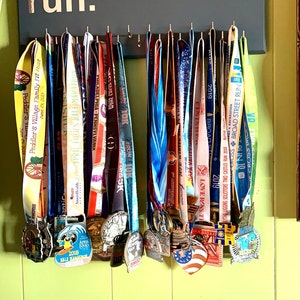 Running Medal Holder, Gray With Chrome run. Vinyl, Medal Hanger With 11 ...