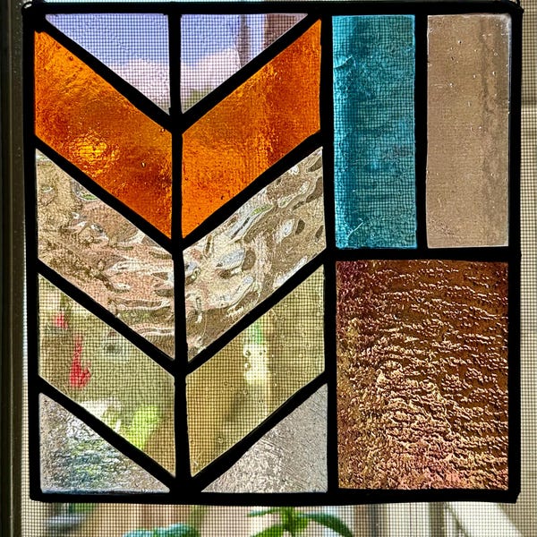Mountain Landscape Stained Glass Pattern, Modern Stained Glass, Digital ...