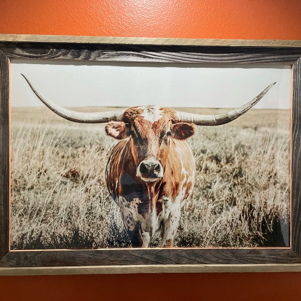 Longhorn Cow Print - Longhorn Canvas Print - Western Home Decor Cow ...