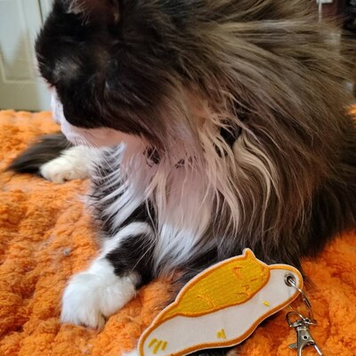 Cute Cat Embroidered Tag Keychain Kawaii Neko Jet Tags tamago, Sakura ...