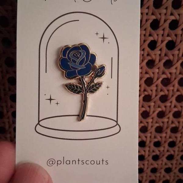 Blue Rose Enamel Pin - Flower Pins - June Birth Flower Valentine's Day ...