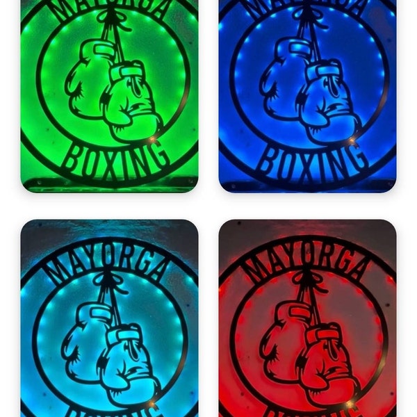 Personalized Boxing Metal Sign With Led Lights, Gift for Boxer, Gift ...