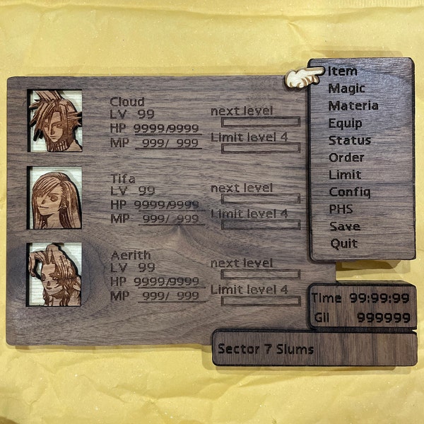 Custom Wooden Final Fantasy 7 Menu Screen With Characters You Can Pick ...