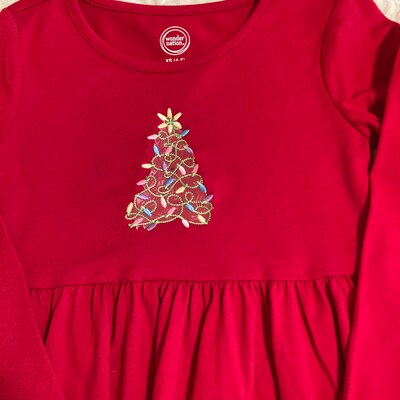 Squiggle Christmas Tree Light Satin Stitch and Stem Bean Running Stitch ...