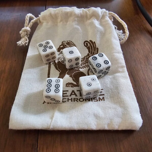 Medieval Bone Dice Set (qty 5) - Viking Spots D6 Set for Gaming, SCA ...