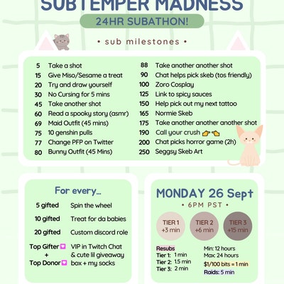 Twitch Youtube Stream Subathon Schedule / Event Promo / Editable Canva ...