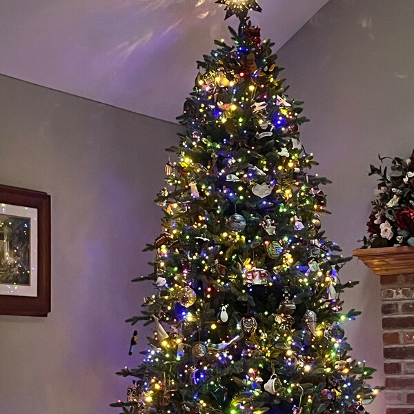 Tin Punched Handmade Star Tree Topper Handmade Brown With Clear Marbles ...