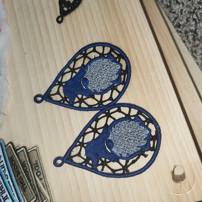 Heart Standing Lace Earring Digital Design File for Embroidery - Etsy