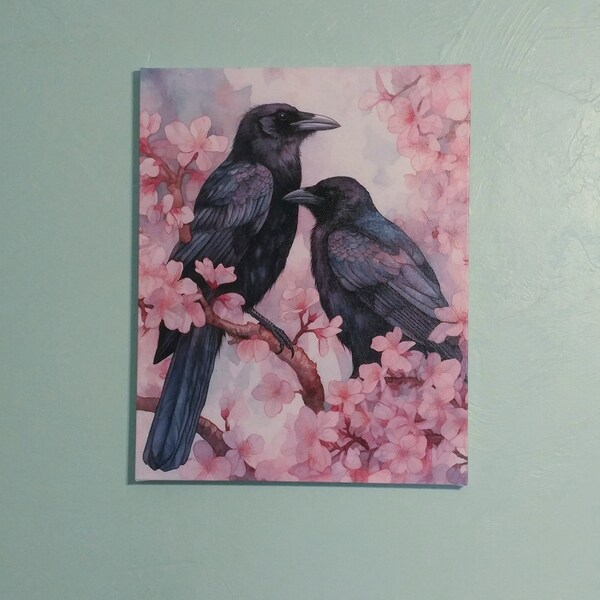 Moody Raven Wall Art Sunflower Crow Gift for Him Corvus Art Decor Raven ...