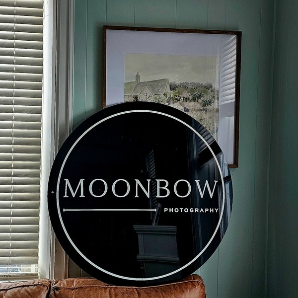 Black Acrylic Sign, Custom Logo Sign, Round Acrylic Logo Sign, Business ...