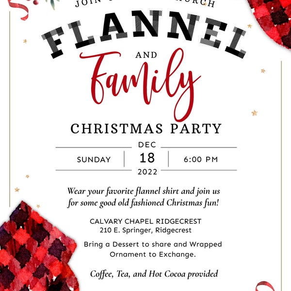 Flannel and Friends Holiday Party Invitation, Casual Holiday Party, Fun ...