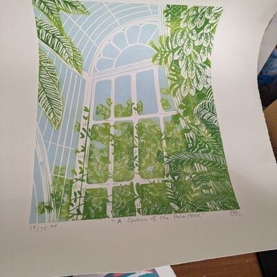 Flint Pink Tiger-animals-jungle-linocut-original - Etsy