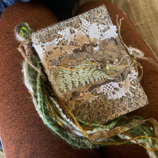 Turquoise Fabric Junk Journal, Blue Notebook in Rustic Style, Shabby ...