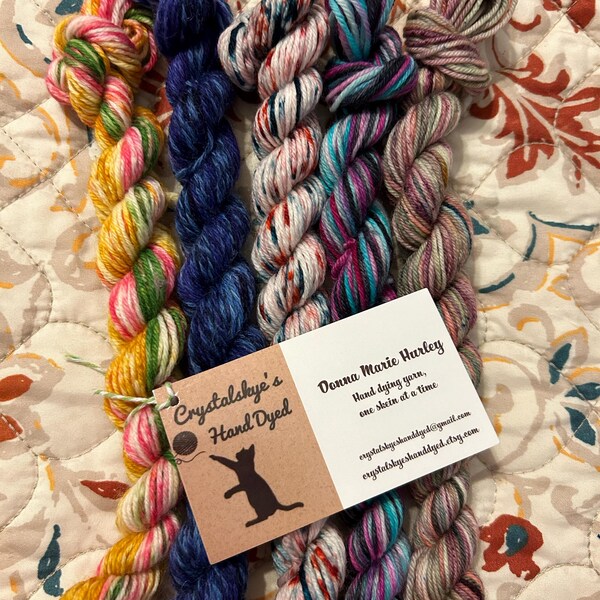 Hand Dyed Yarn 10 Gram Mini Skeins Mystery Mini 10 Pack Set 46 Yard ...