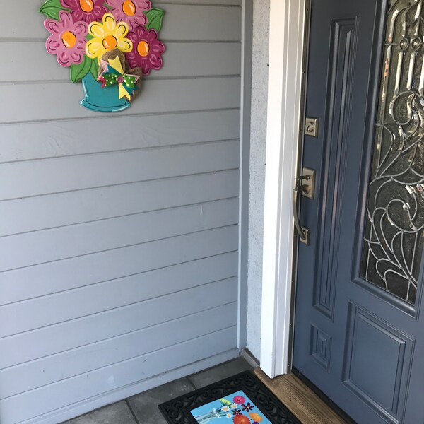 Spring Flowers Door Hanger, Spring Door Sign, Door Decor, Wooden Door ...