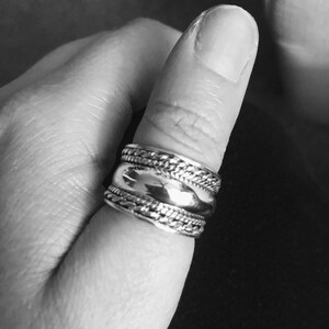 Sterling Silver Adjustable Thumb Ring for Women, Wide Dome Band Ring ...