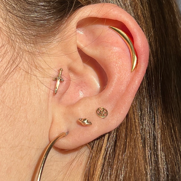 10 Karat Gold Dagger on a Custom Jewelry Post. Perfect for Helix ...