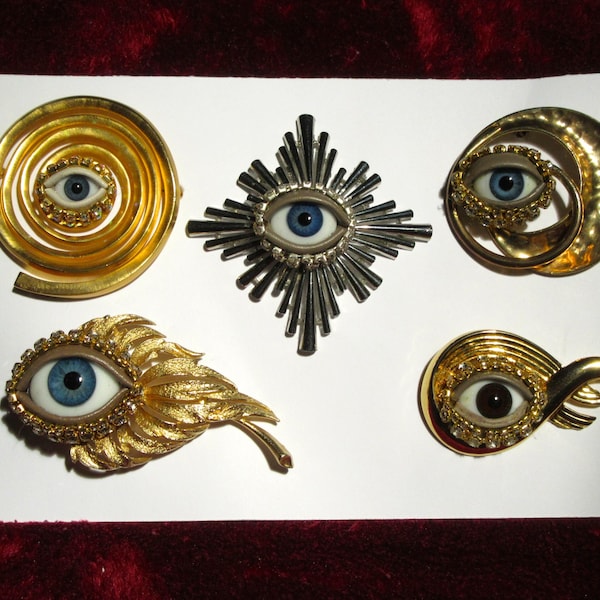 Sea Urchin Wink - Gold Tone Eyeball Brooch Pin - Etsy