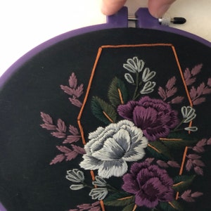 Gothic Rose Halloween Embroidery Pattern Duo. Beginner Embroidery ...