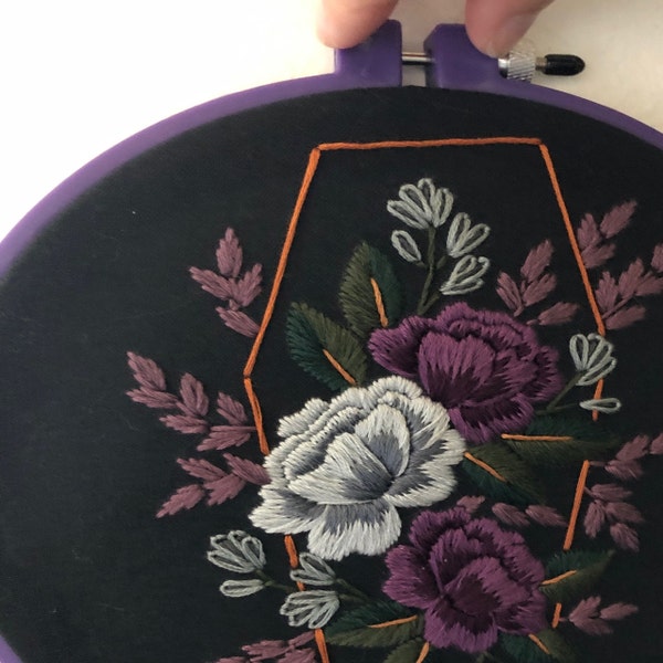Gothic Rose Halloween Embroidery Pattern Duo. Beginner Embroidery ...