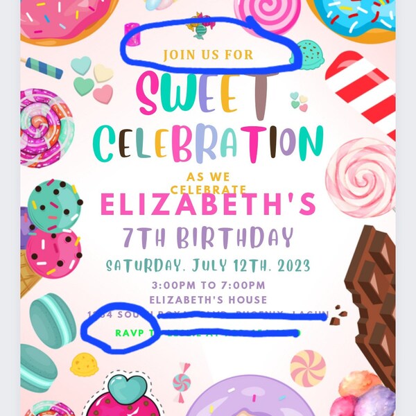 Editable Sweets Candy Birthday Invitation, Sweet Chocolate Celebration ...
