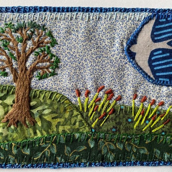 Hand Embroidered Fabric Boro Art Patch Mounted to a Gift Tag ...