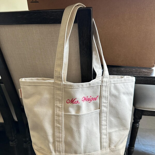 Personalized Canvas Tote, Embroidered Tote, Monogram Canvas Tote Bag ...