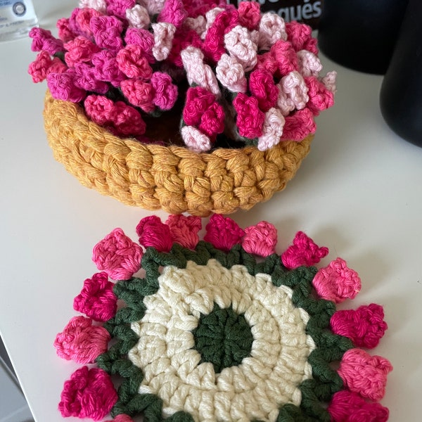 CROCHET PATTERN - Flower Pot Coaster Set Crochet Pattern Flower Bouquet ...