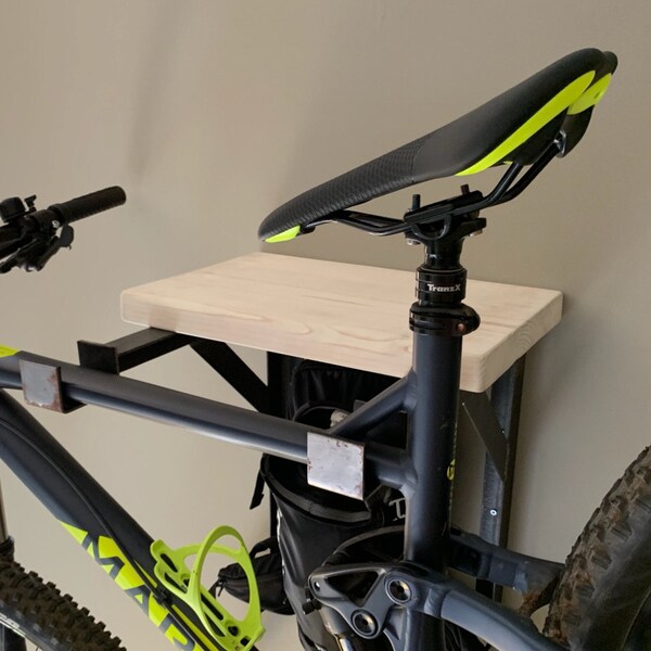 Mountain Bike Wall Mount Rack | Reclaimed Timber Shelf + Metal BMX ...