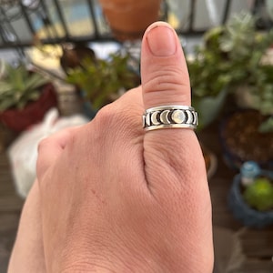 Moon Phase Spinner Ring for Women, Sterling Silver Crescent Moon Ring ...