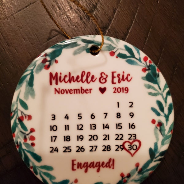 Engagement Gift for Couple Personalized Engagement Ornament Calendar ...