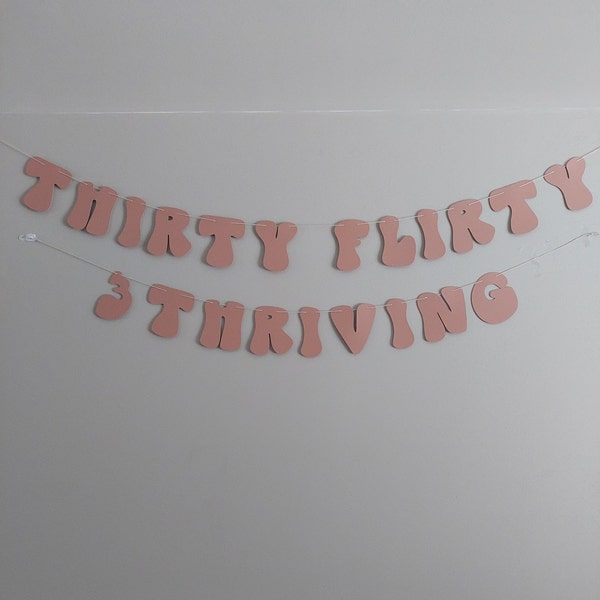 30th Birthday Banner, Thirty Flirty & Thriving, 30th Birthday Party ...