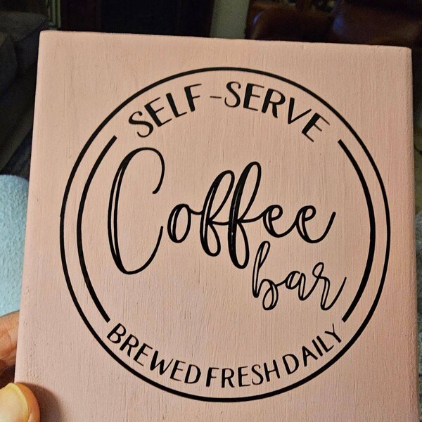 Pink Coffee Sign, Pink Self Serve Coffee Bar Sign, Pink Coffee Station ...