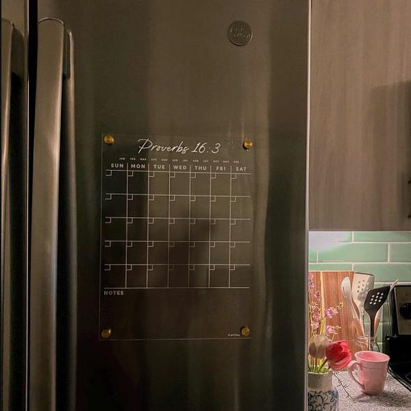 Acrylic Dry Erase Monthly Calendar With Side Notes Elegant Clear Wall ...