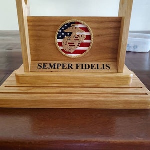 USMC Personalized Gift Wood Display Stand for Knife and Challenge Coin ...