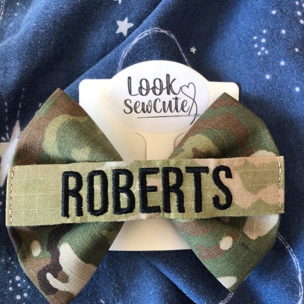 Custom Military Hair Bow – Personalized Name Tape Sailor Style – 5 ...