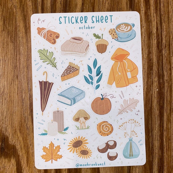 Sticker Sheet - October | Journal Stickers, Calendar, Planner Stickers ...