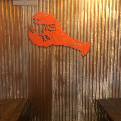 Big Lobster Sign Coastal Wall Decor Wooden Lobster Wall Art 34, 45 and ...