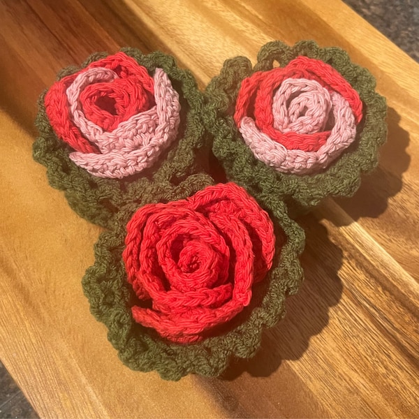 CROCHET PATTERN - Rose Flower Coaster Set Crochet Pattern Flower ...
