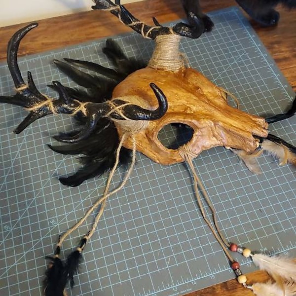 Pagan Ritual Skull Headdress, Samhain Witch Gaelic Festival Skull Crown ...