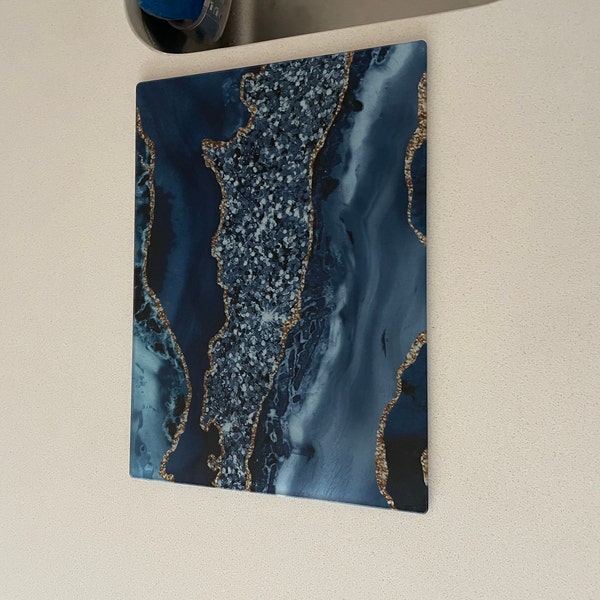 Green Tempered Agate Glass Cutting Board, Malachite Geode Chopping ...
